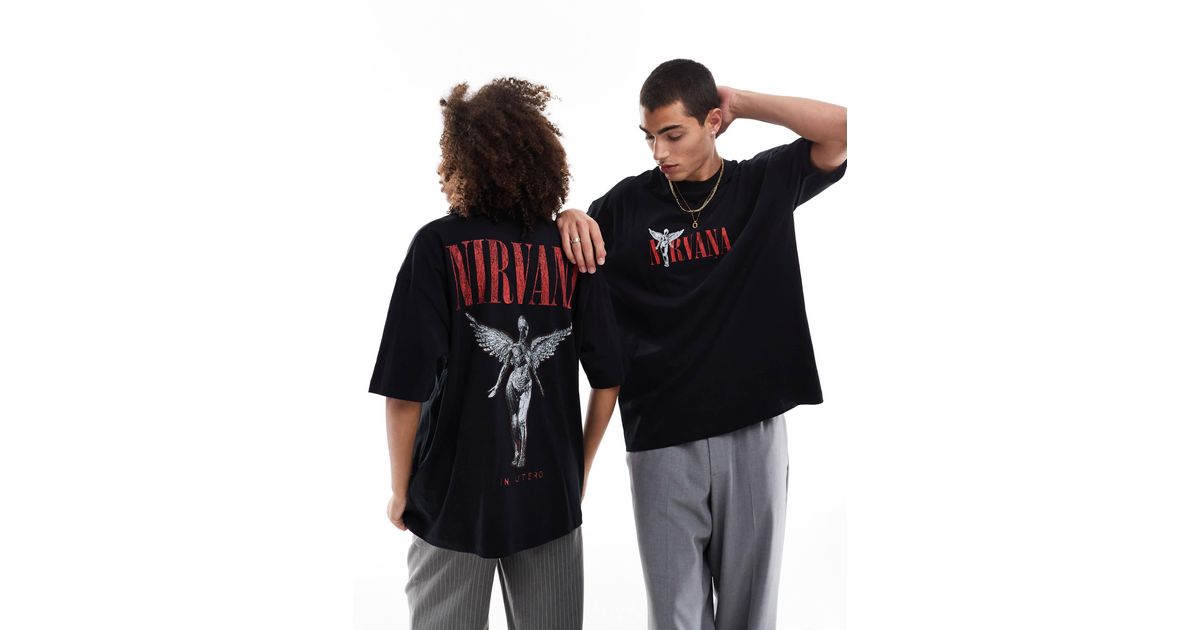 ASOS Unisex Oversized License Band T-shirt With Nirvana Angel Prints in ...
