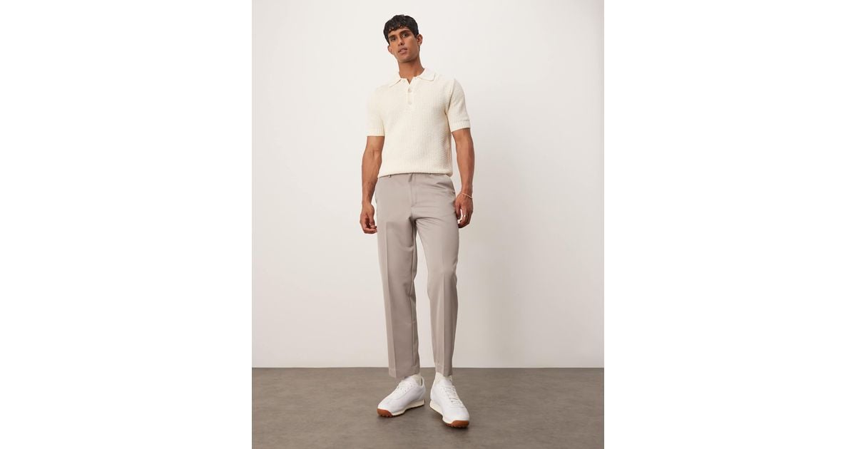 ASOS Smart Tapered Cropped Trousers in Natural for Men | Lyst