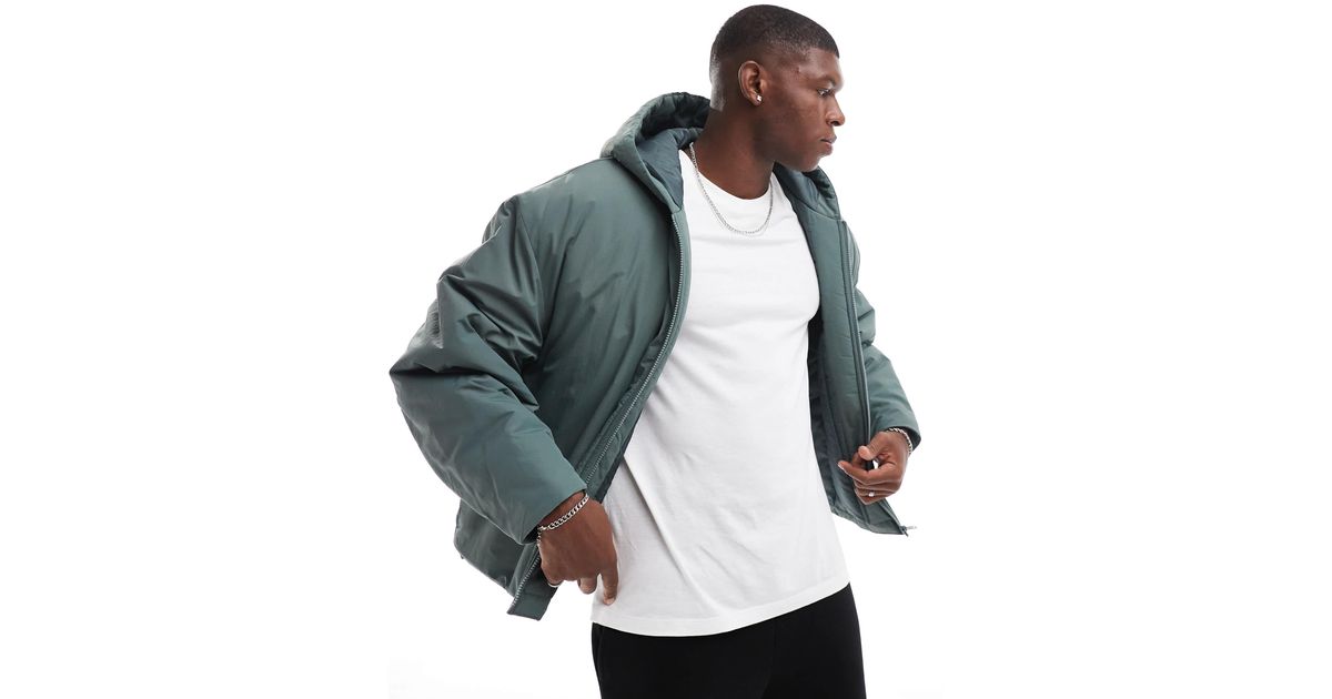 ASOS Oversized Puffer Jacket With Hood in Gray for Men | Lyst