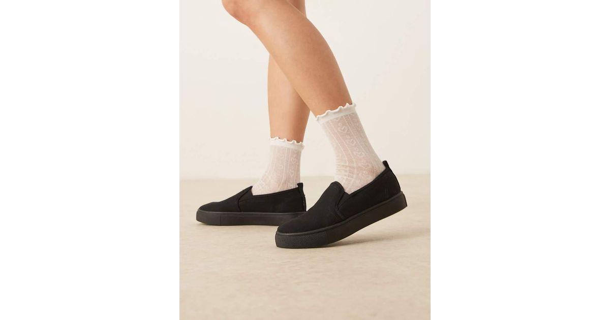 ASOS Dotty Slip On Plimsolls in Black | Lyst UK