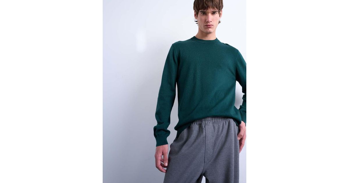 TOPMAN Essential Knit Crew Neck Sweater in Green for Men | Lyst UK