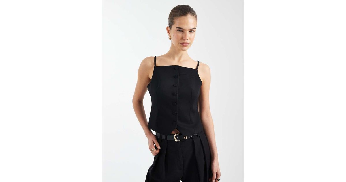 ASOS Tailored Button Through Cami Top in Black | Lyst UK