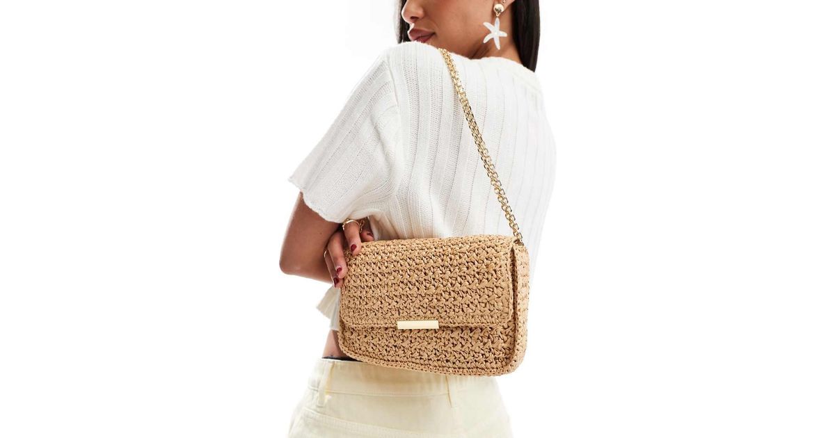 Mango Crossbody Raffia Bag in White | Lyst UK