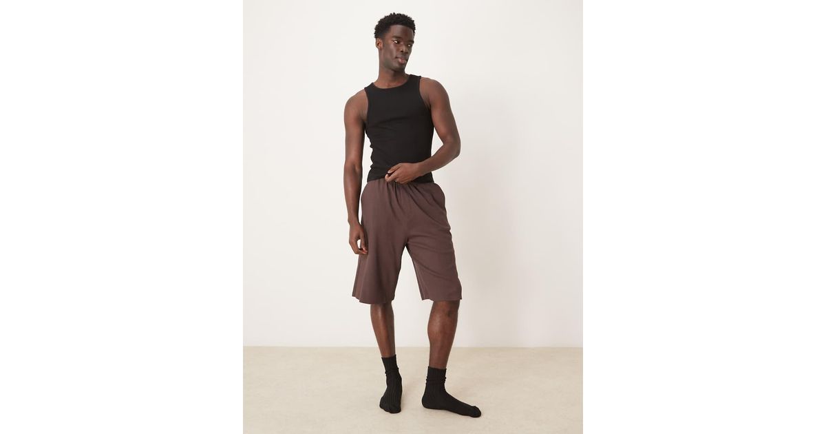ASOS Ribbed Shorts With Embroidered Patch in Natural for Men | Lyst UK