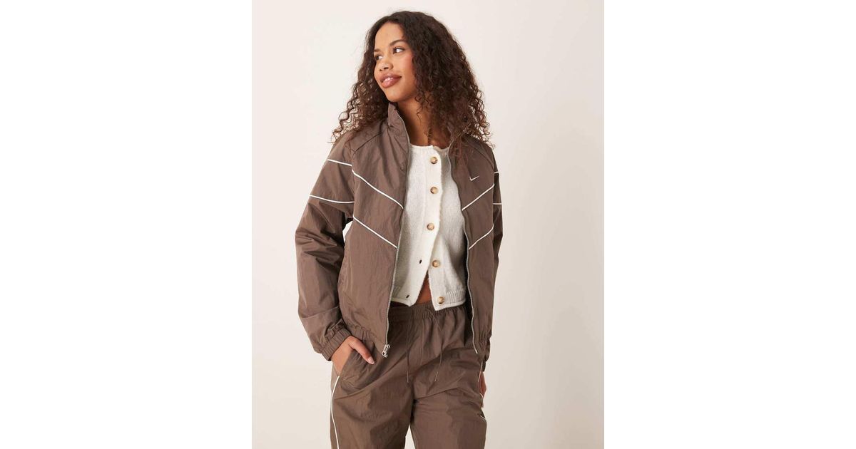 Nike Windrunner Track Jacket in Brown | Lyst UK