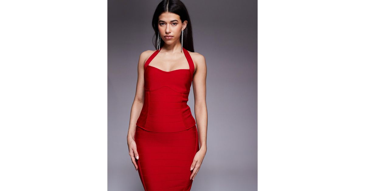 Kaiia Exclusive Premium Sculpting Bandage Sweetheart Halterneck Top in ...