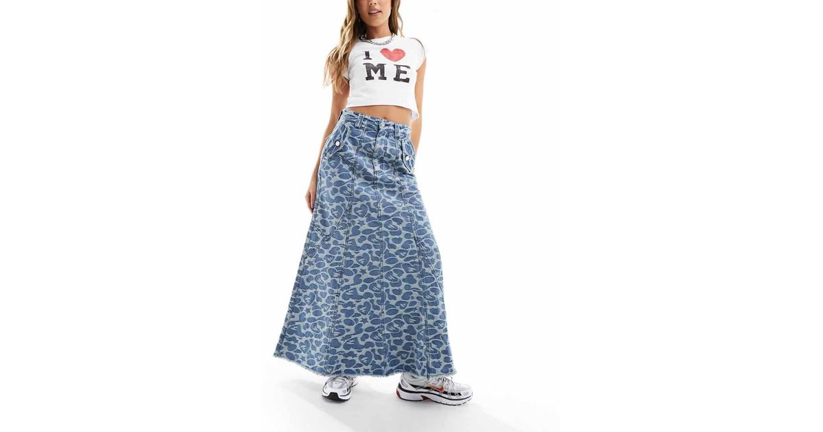 Aape By A Bathing Ape Aape By A Bathing Ape Long Denim Skirt in Blue ...