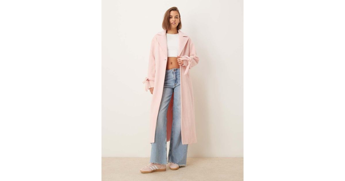 The Frolic Exclusive Bow Sleeve Maxi Formal Coat in Natural | Lyst UK