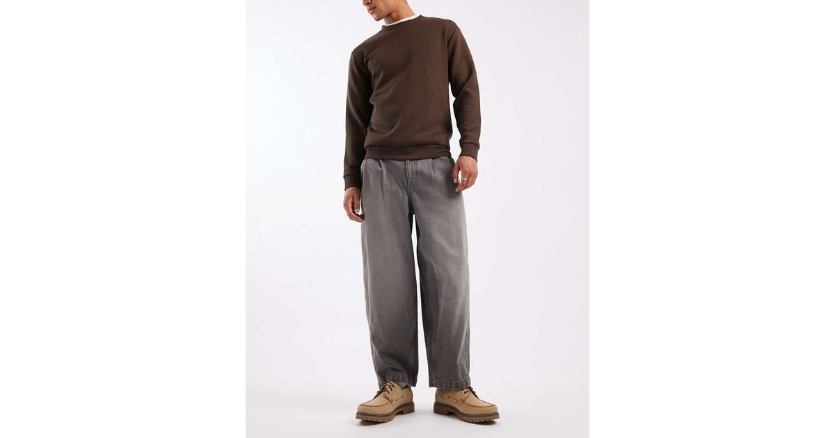 ASOS Oversized Tapered Fit Jeans in Grey for Men | Lyst UK