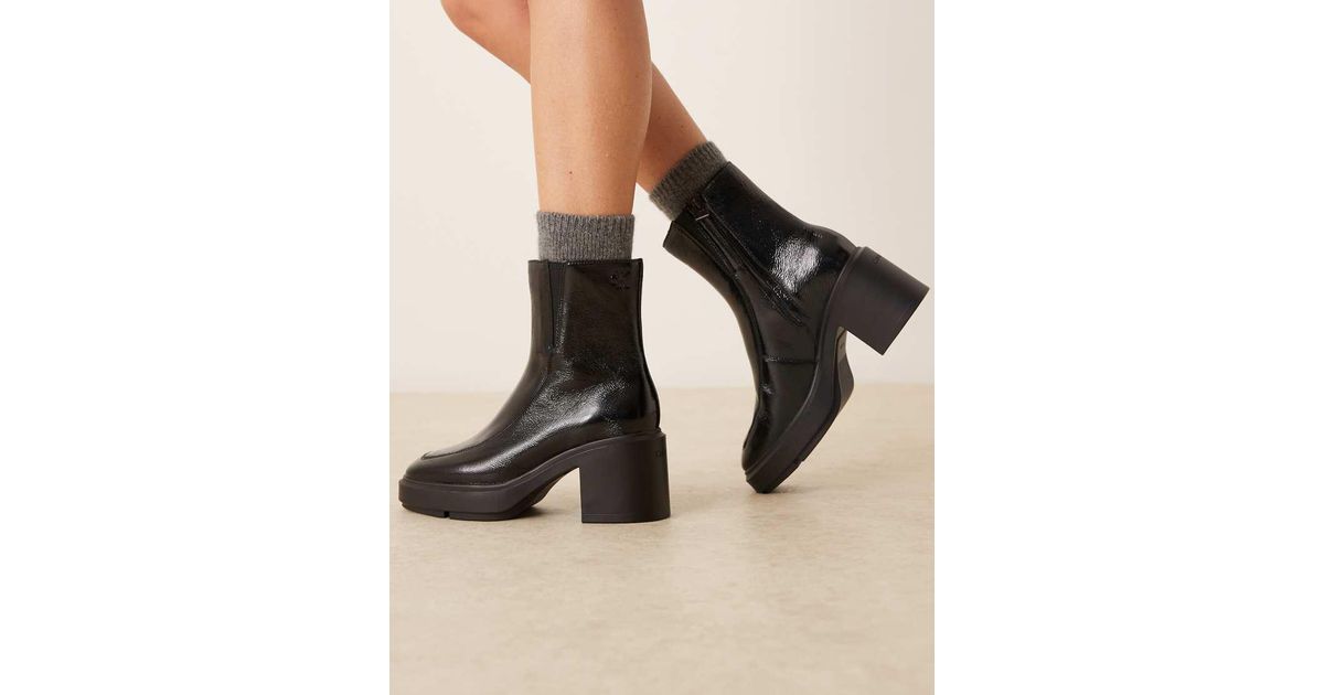 Calvin Klein Block Heel Leather Boot in Black | Lyst UK