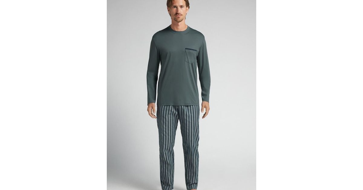 Intimissimi Full-Length And Plain-Weave Pyjamas in Blue for Men | Lyst UK