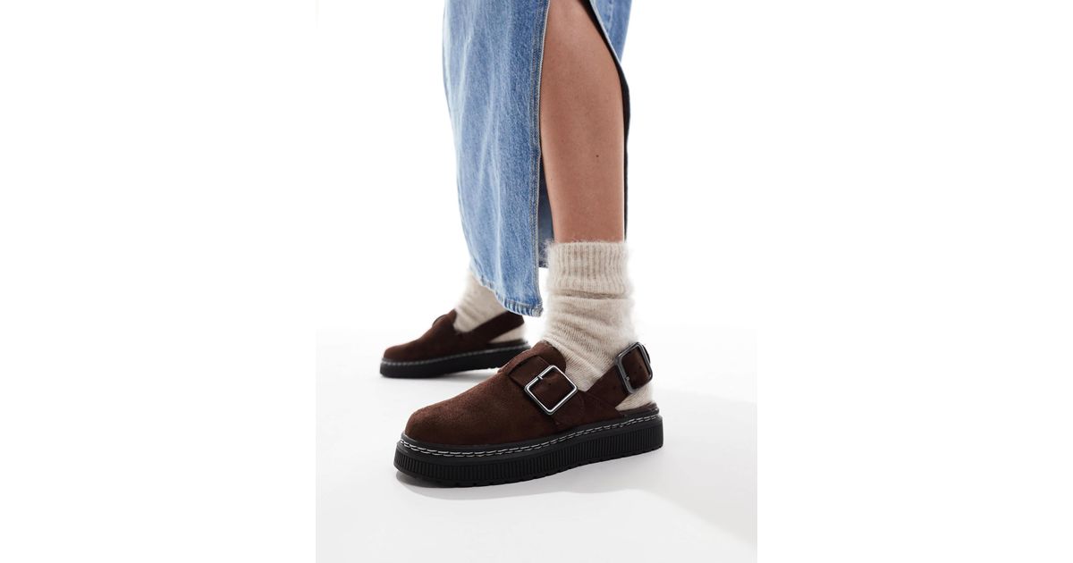 London Rebel Robin Slingback Buckle Mules in Blue | Lyst