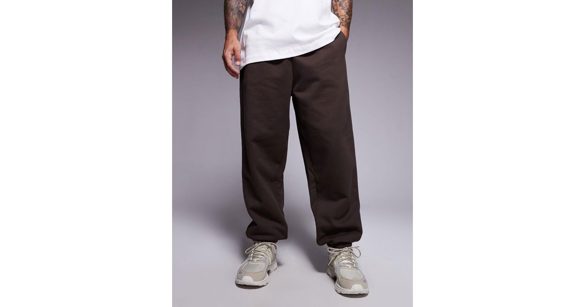 ASOS Premium Heavyweight Oversized Sweatpants 400gsm in Brown for Men ...