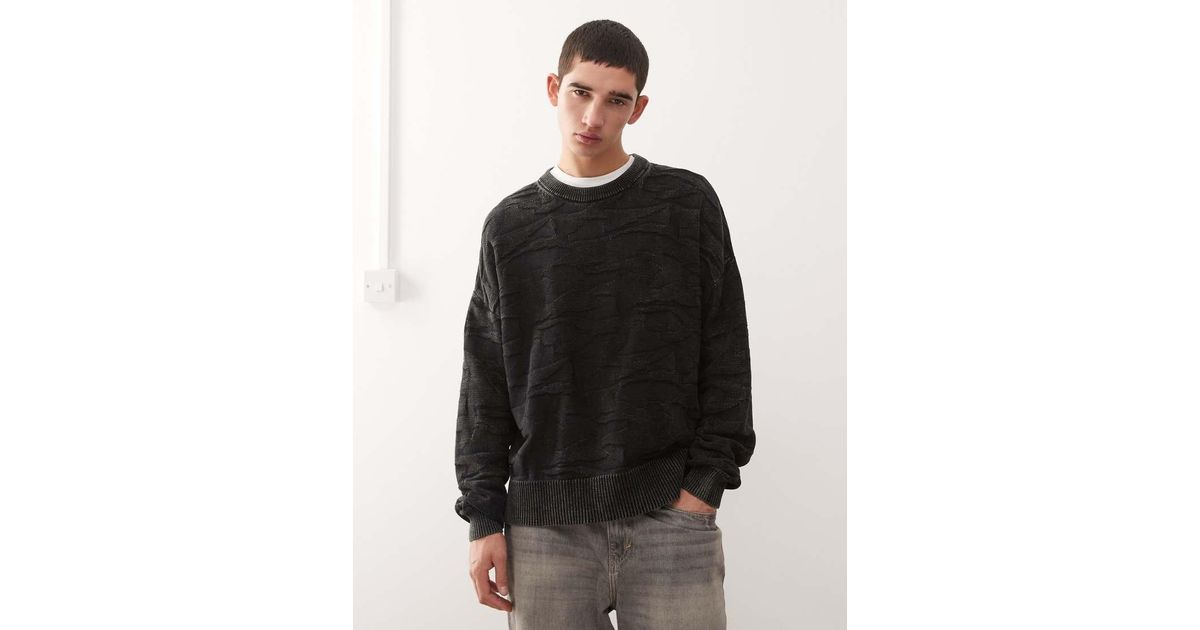 Weekday Boxy Fit 3d Texture Effect Jumper in Black for Men | Lyst UK