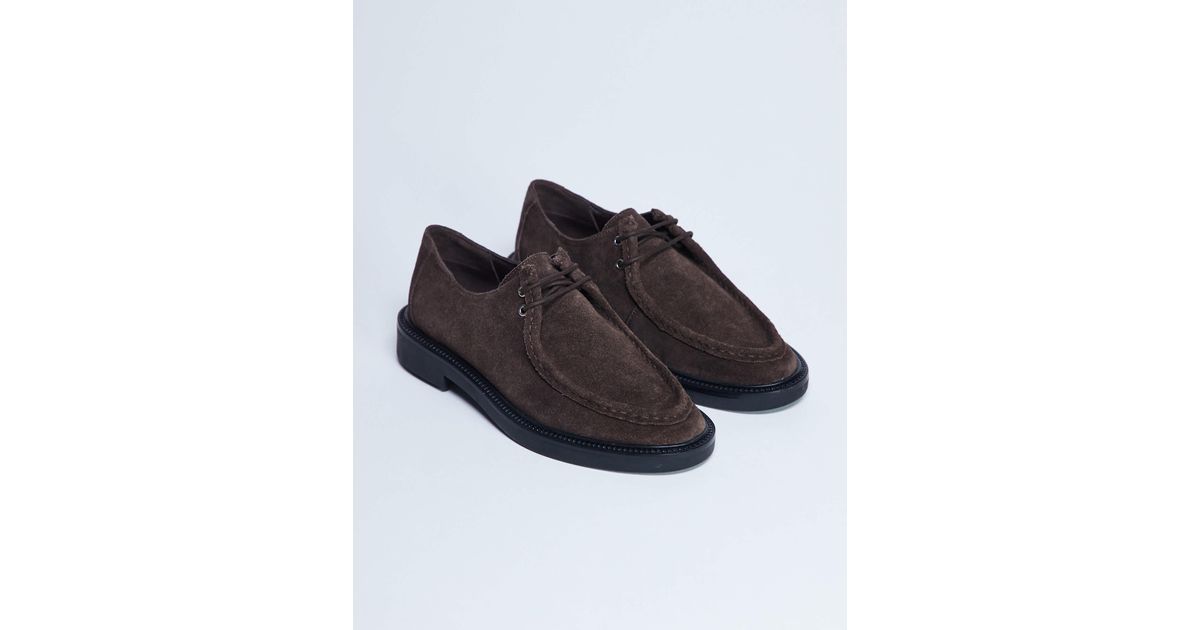 TOPSHOP Banks Suede Leather Lace Up Shoe in Brown | Lyst