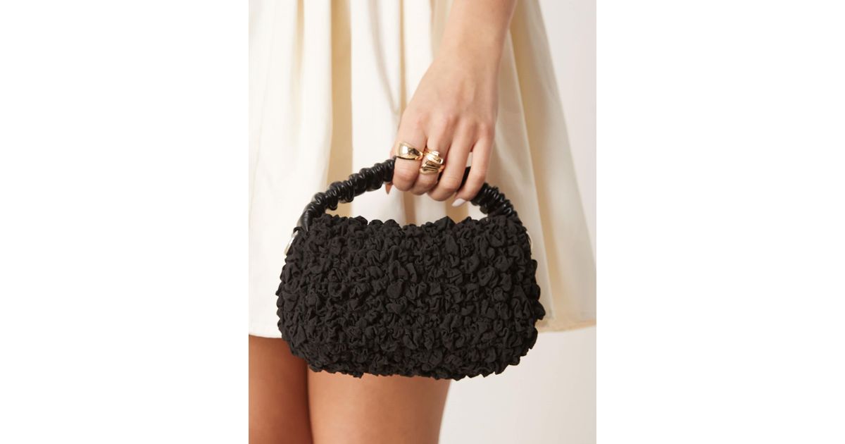 ASOS Ruched Handle Textured Grab Bag With Detachable Chain Crossbody ...