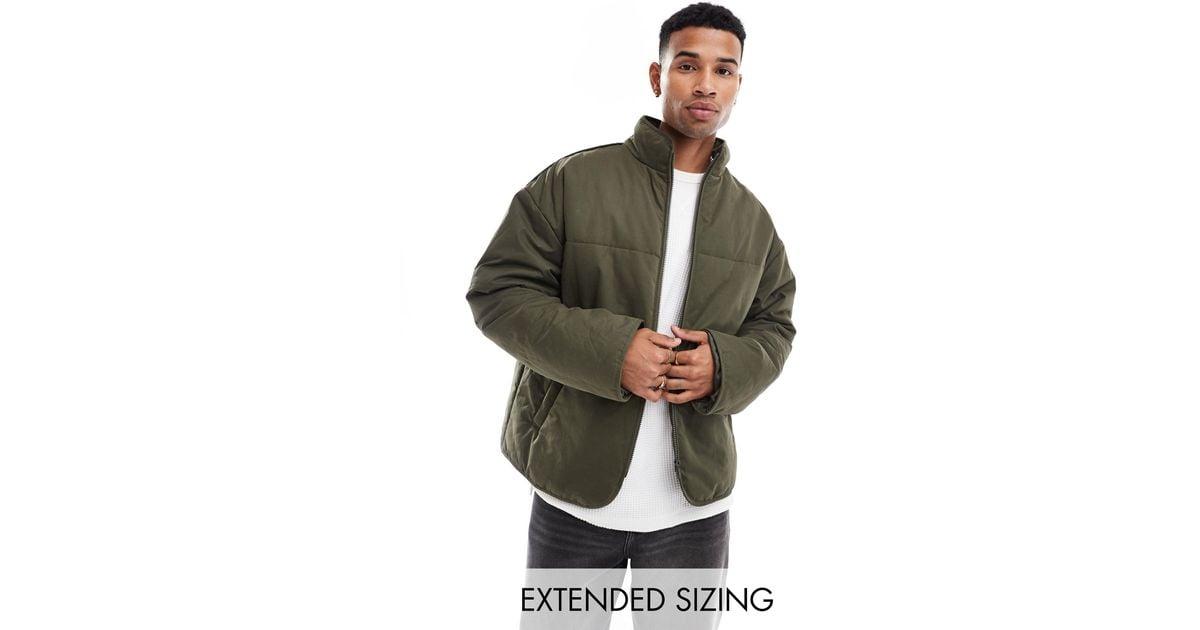 ASOS Oversized Puffer Jacket With Seam Detail in Green for Men | Lyst