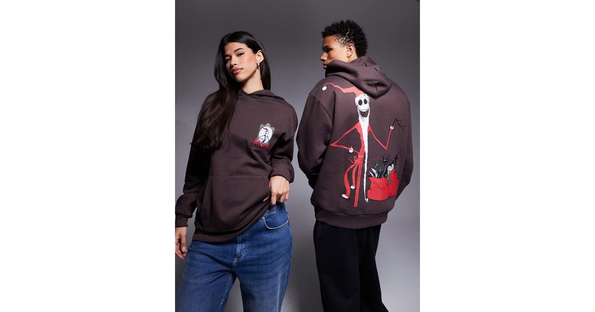 ASOS Disney Christmas Relaxed Hoodie With Tim Burton Jack Print in Blue ...