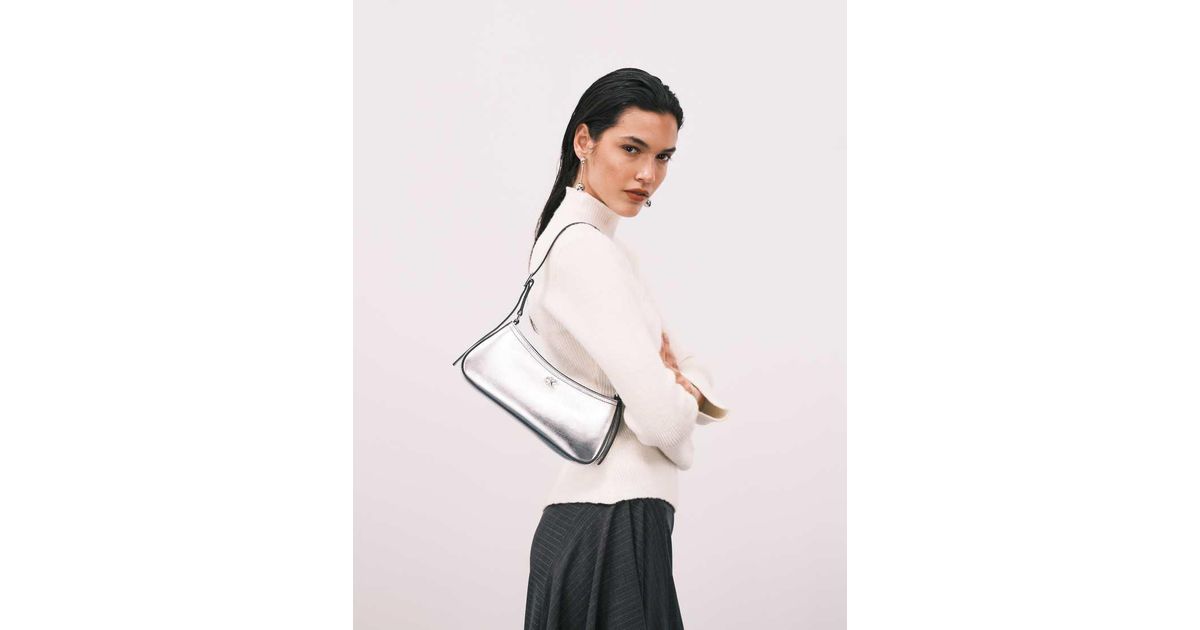 Calvin Klein Small Shoulder Hand Bag With Hardware Logo in Natural ...