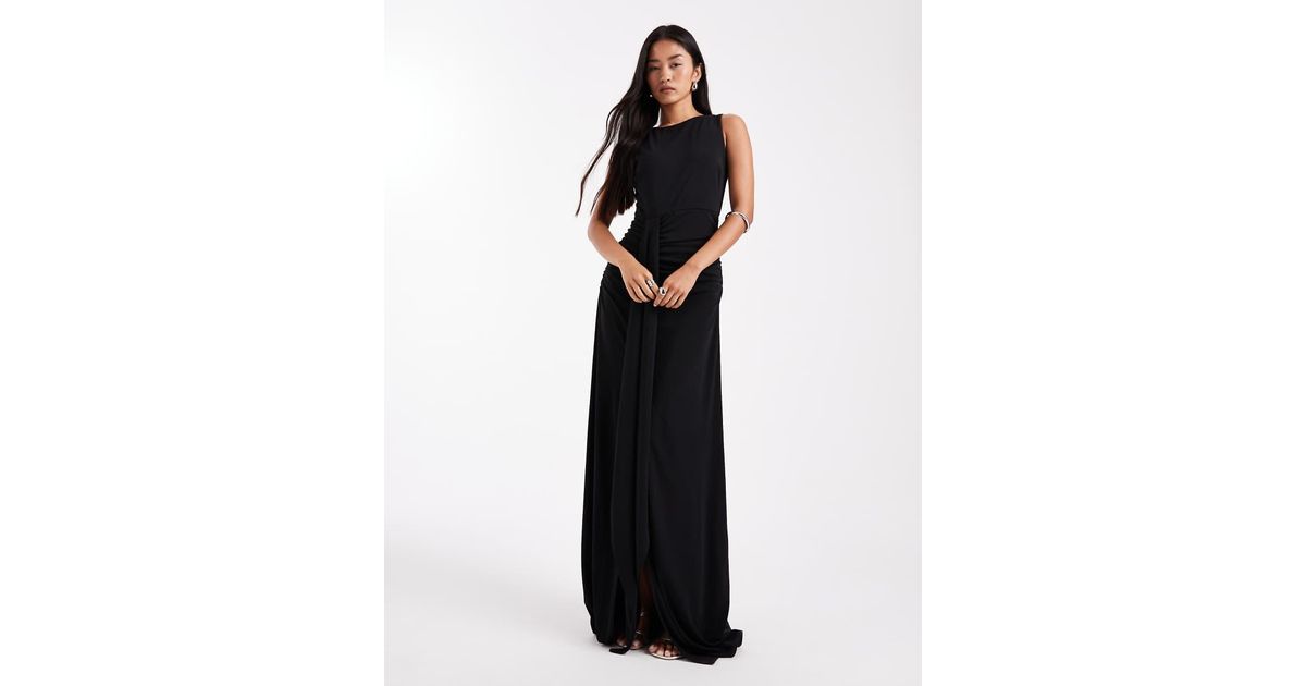 Six Stories Bridesmaids Stretch High Neck Sleeveless Maxi Dress With ...