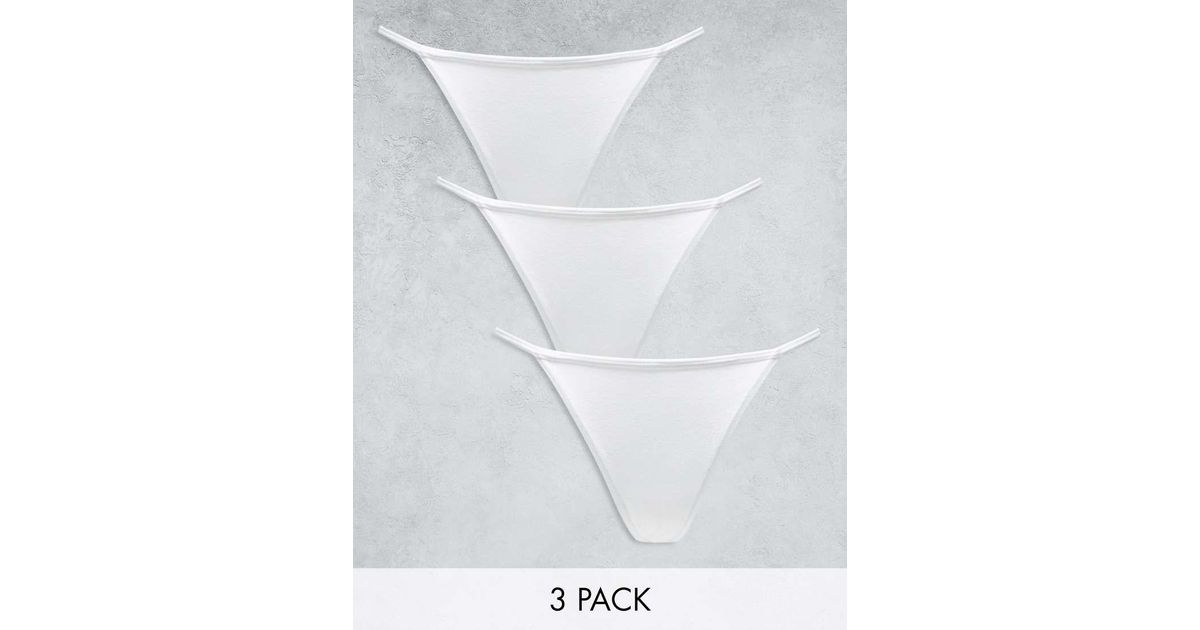 Lindex Sou Jenianne Cotton 3 Pack Tanga Side Thong in White | Lyst UK