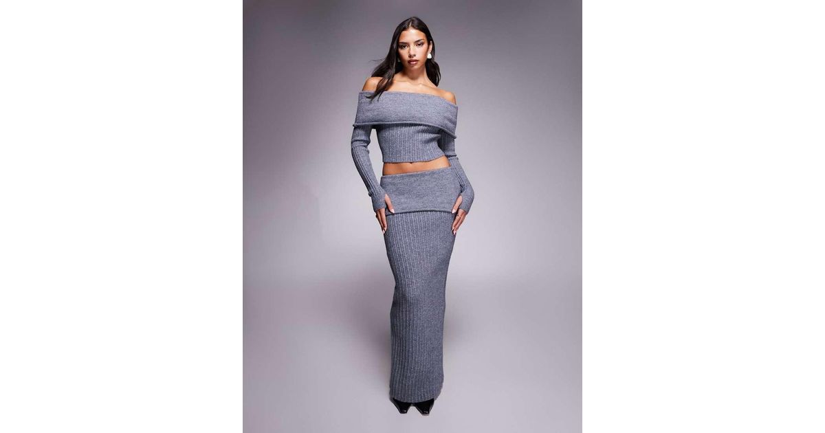 Wanderdoll Wander Doll Mollie Ribbed Deep Foldover Maxi Skirt in Purple ...