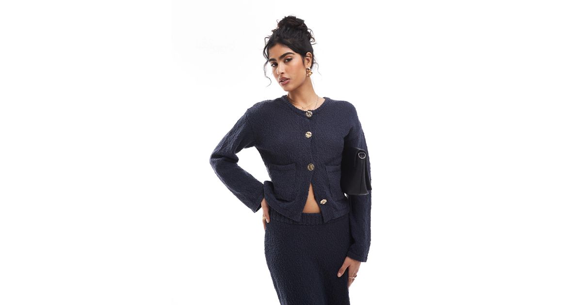 4th & Reckless Textured Knit Gold Button Pocket Detail Cardigan Co-ord ...