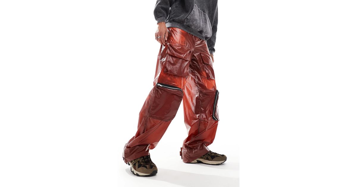 ASOS Heat Reactive Festival Cargo Pants in Red for Men | Lyst