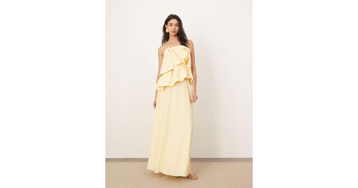 ARRANGE Origami Corset Bodice Maxi Dress With Soft Skirt in Natural | Lyst