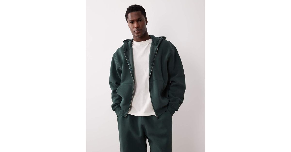 ASOS Boxy Washed Zip Up Hoodie in Blue for Men | Lyst UK