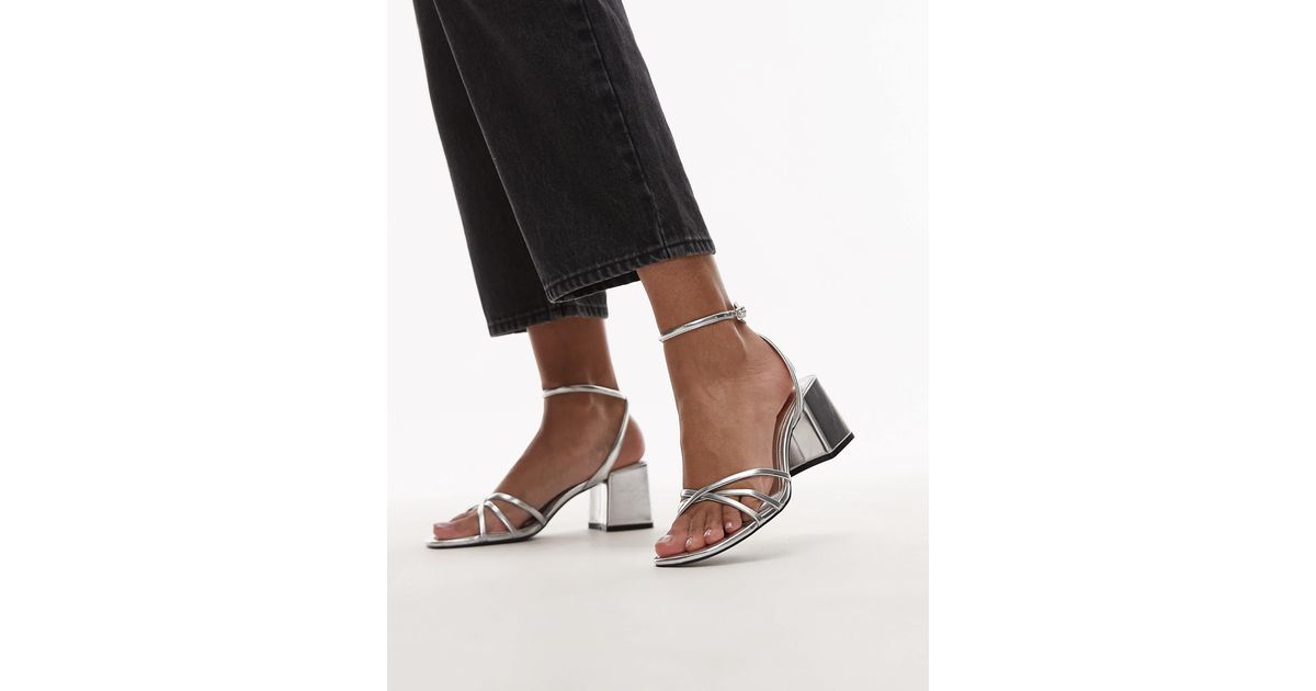 Mango Strappy Block Heel in Black | Lyst