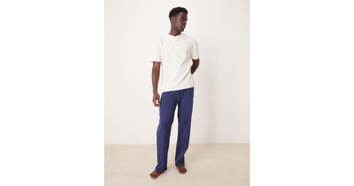 ASOS Pyjamas With Henley Neck in Blue for Men | Lyst