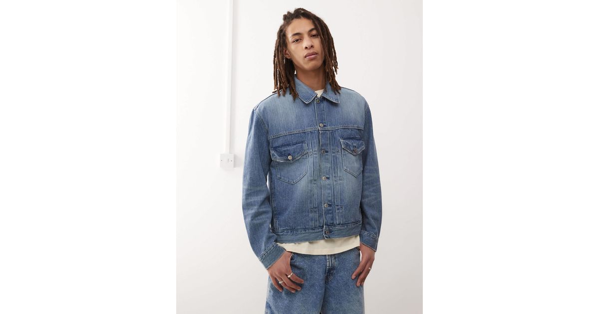 Weekday Oversized Denim Jacket With Front Pleat Detail in Blue for Men ...