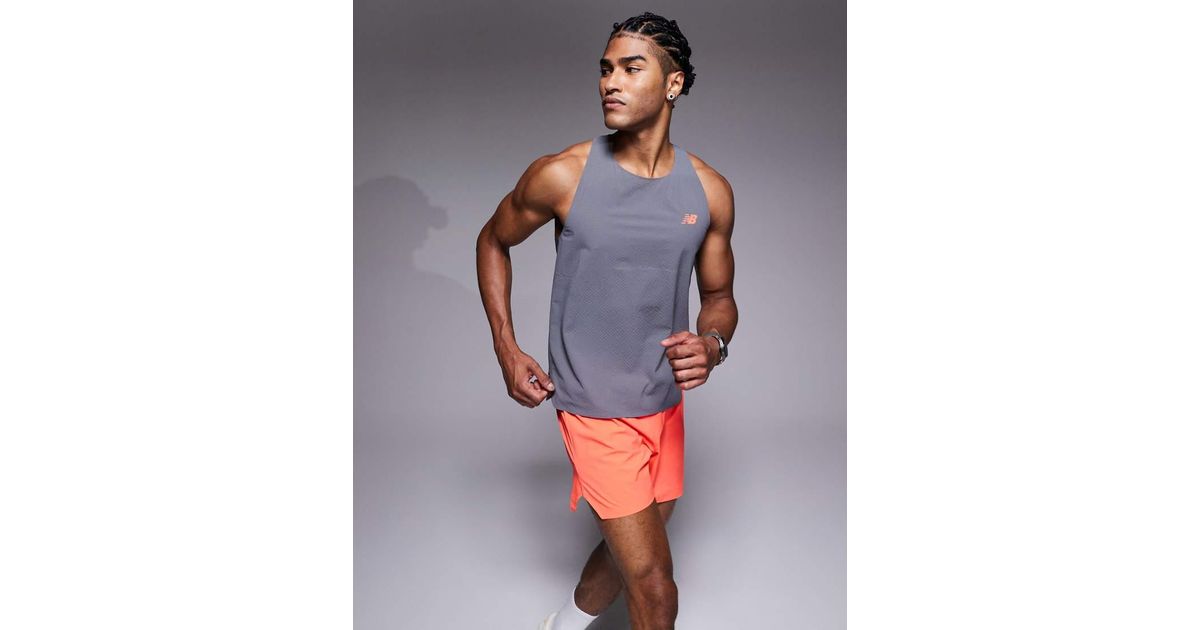 New Balance Race Day Ultra Light Tank Top in Grey for Men | Lyst UK