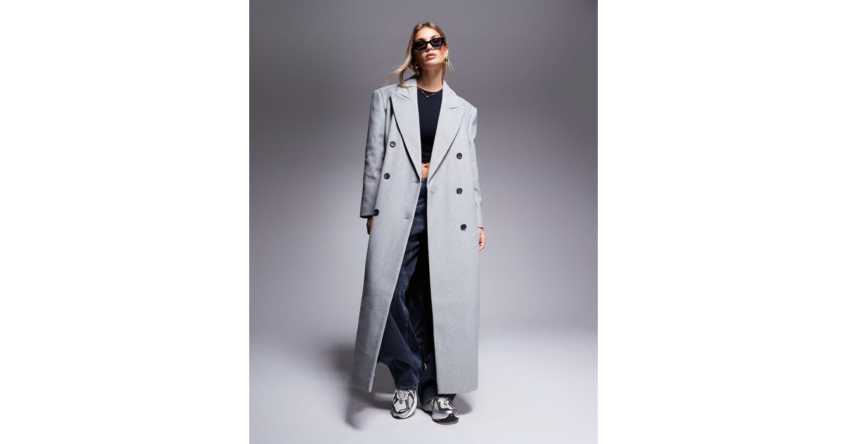 ASOS Weekend Collective Maxi Coat in Blue | Lyst