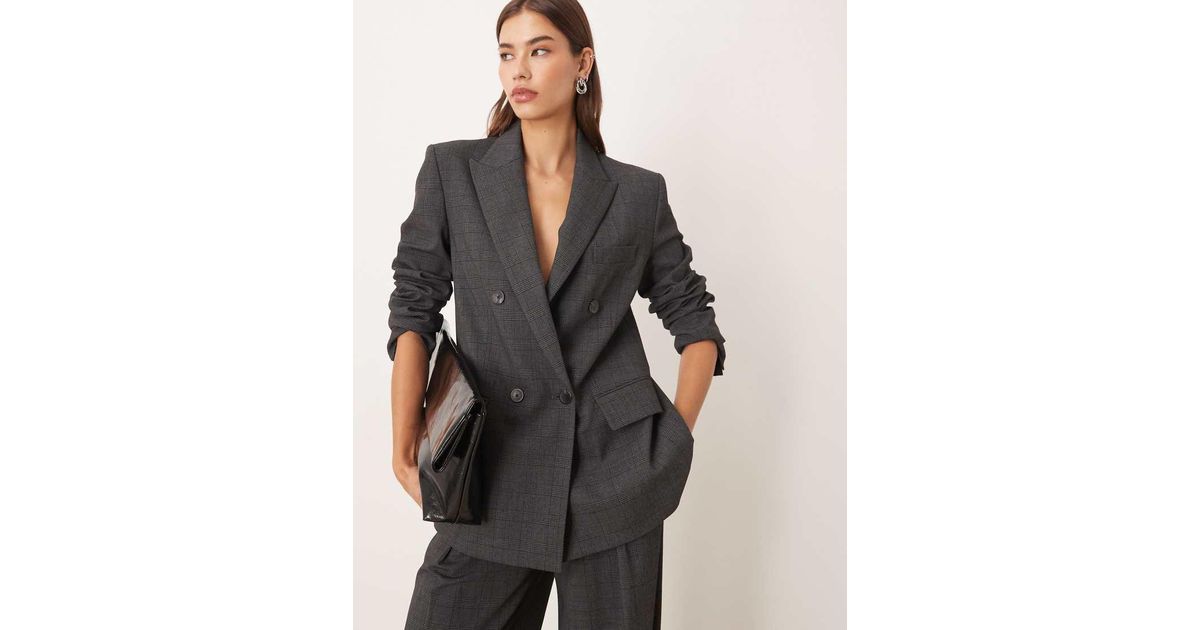 Mango Teriyaki Oversized Double Breasted Tailored Blazer Co-Ord in Grey ...