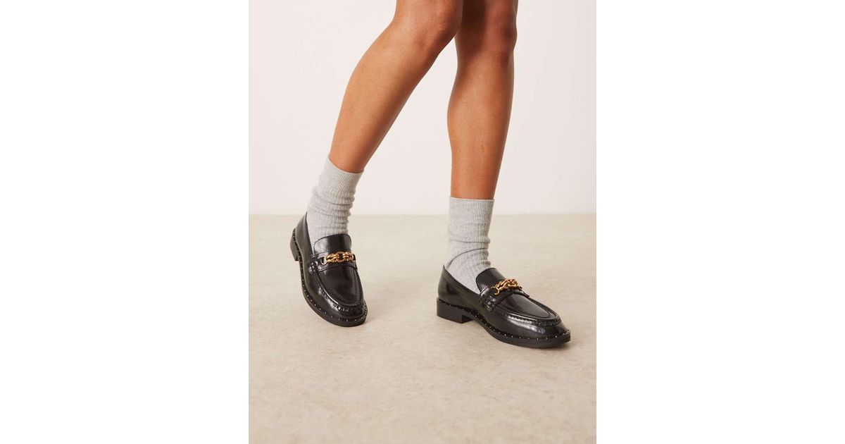 ASOS Ministry Premium Chain Detail Loafers in Black | Lyst UK