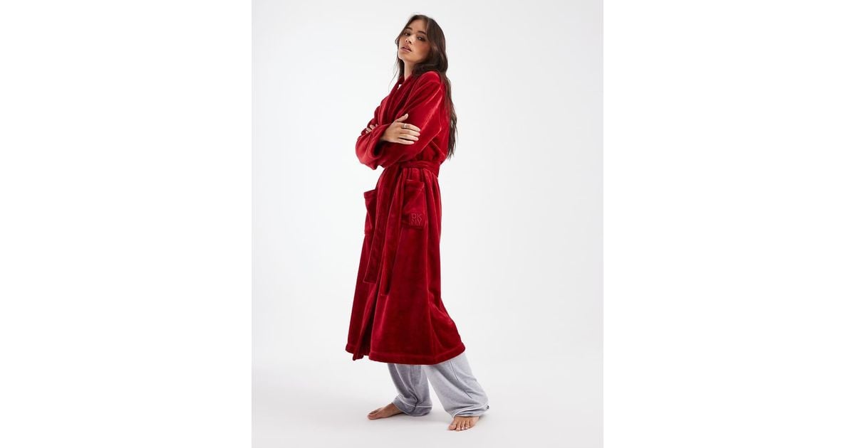 DKNY Folded Long Robe in Red | Lyst UK
