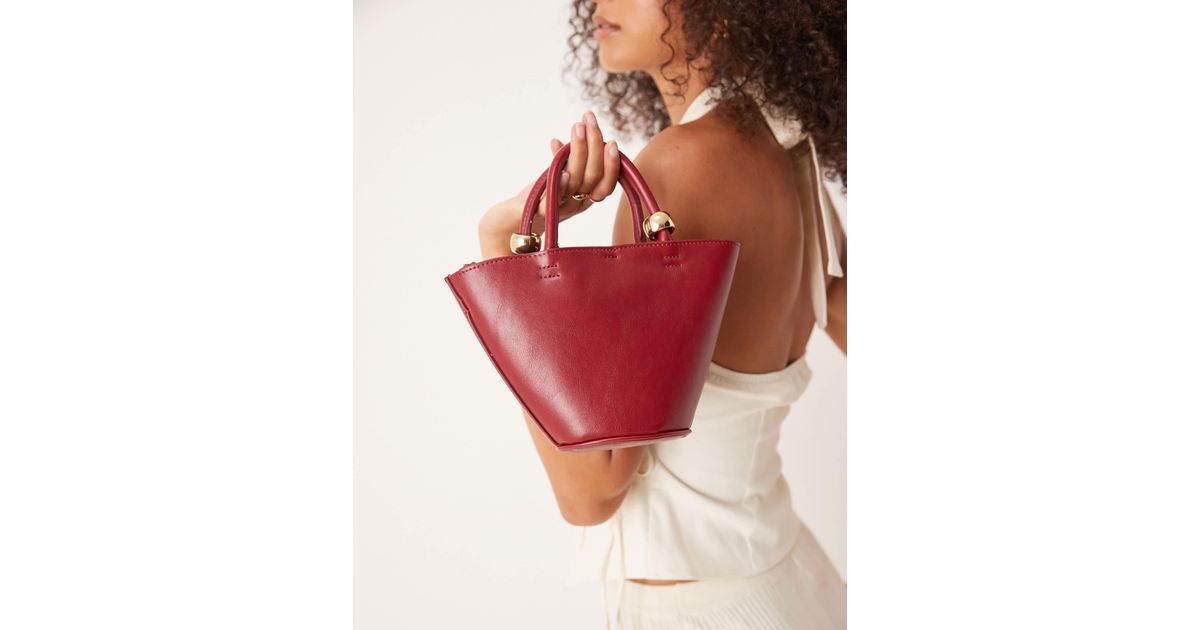 Mango Mini Bucket Bag With Gold Accents in Red | Lyst