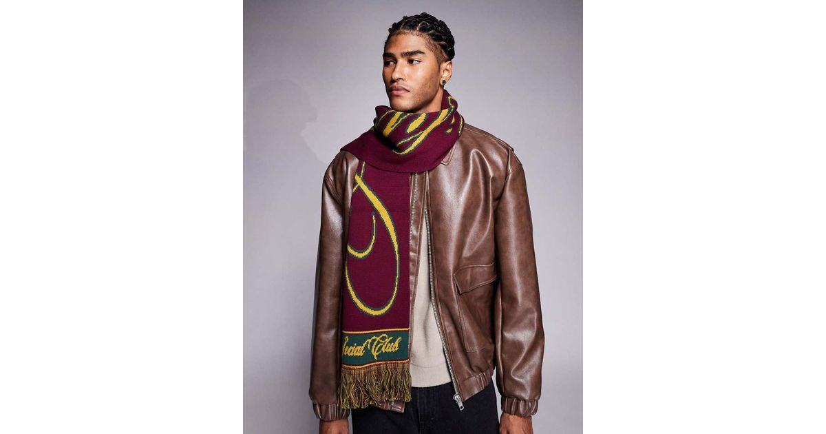 Prohibited Clubhouse Logo Scarf in Brown for Men | Lyst UK