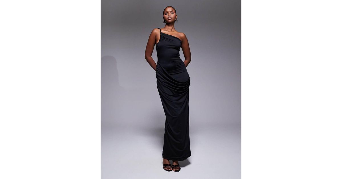 Aria Cove Double Sculpted Slinky Asymmetric Open Back Drape Front ...