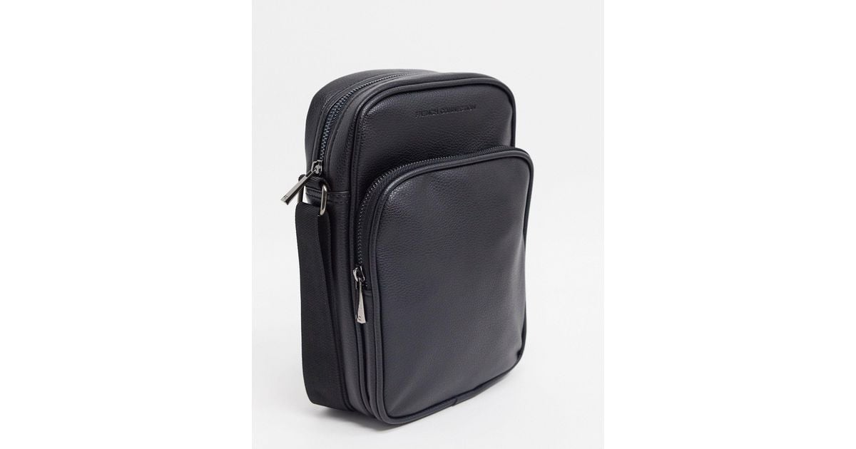 French Connection Premium Faux Leather Flight Bag in Black for Men ...
