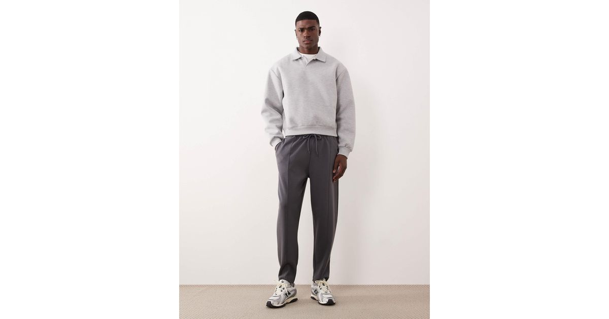 ASOS Tapered Sweatpants With Pin Tucks in Gray for Men | Lyst