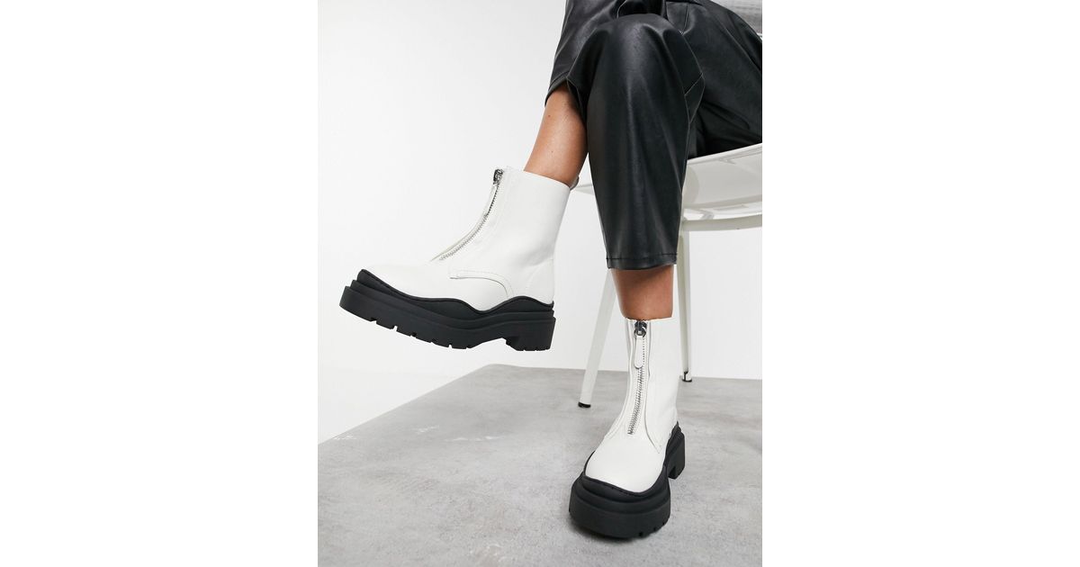 Mango Zip Front Chunky Sole Boots | Lyst