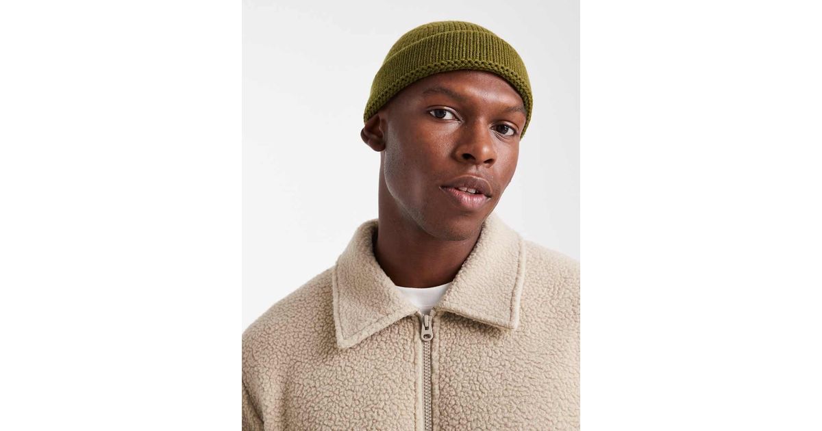 ASOS Knitted Ribbed Mini Fisherman Beanie in Brown for Men | Lyst UK