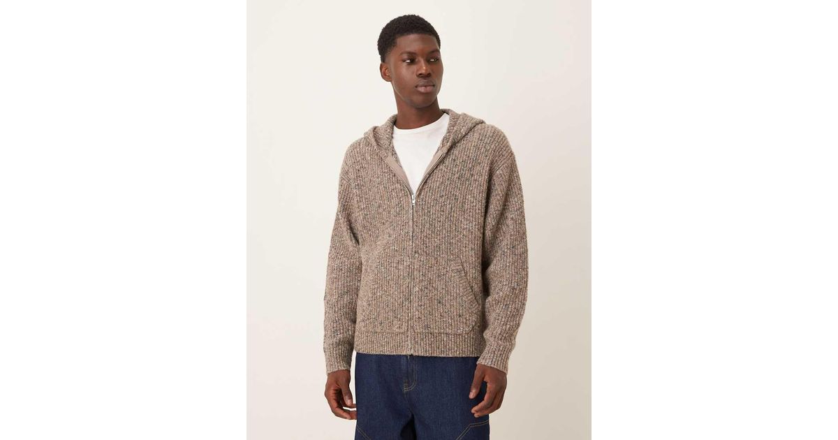Abercrombie & Fitch Ribbed Knitted Zip Through Jumper With Hood in ...