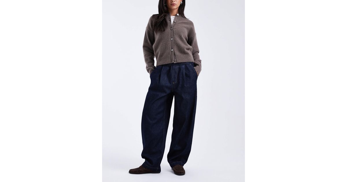 ASOS Pull On Barrel Leg Jean in Blue | Lyst