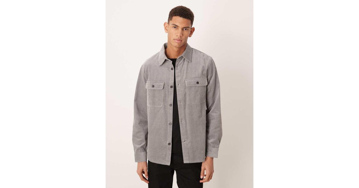 Mango 100% Cotton Cord Shacket in Grey for Men | Lyst UK