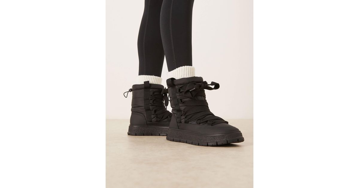ASOS Arrow Nylon Lace Up Snow Boots in Black | Lyst