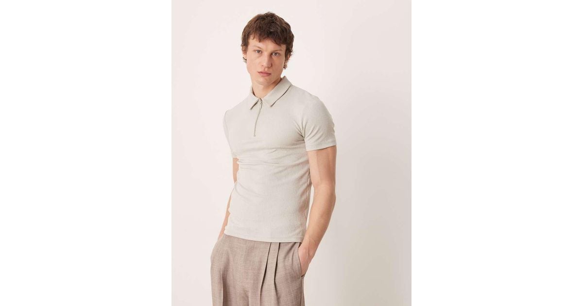 ASOS Heavyweight Muscle Polo in Natural for Men | Lyst UK